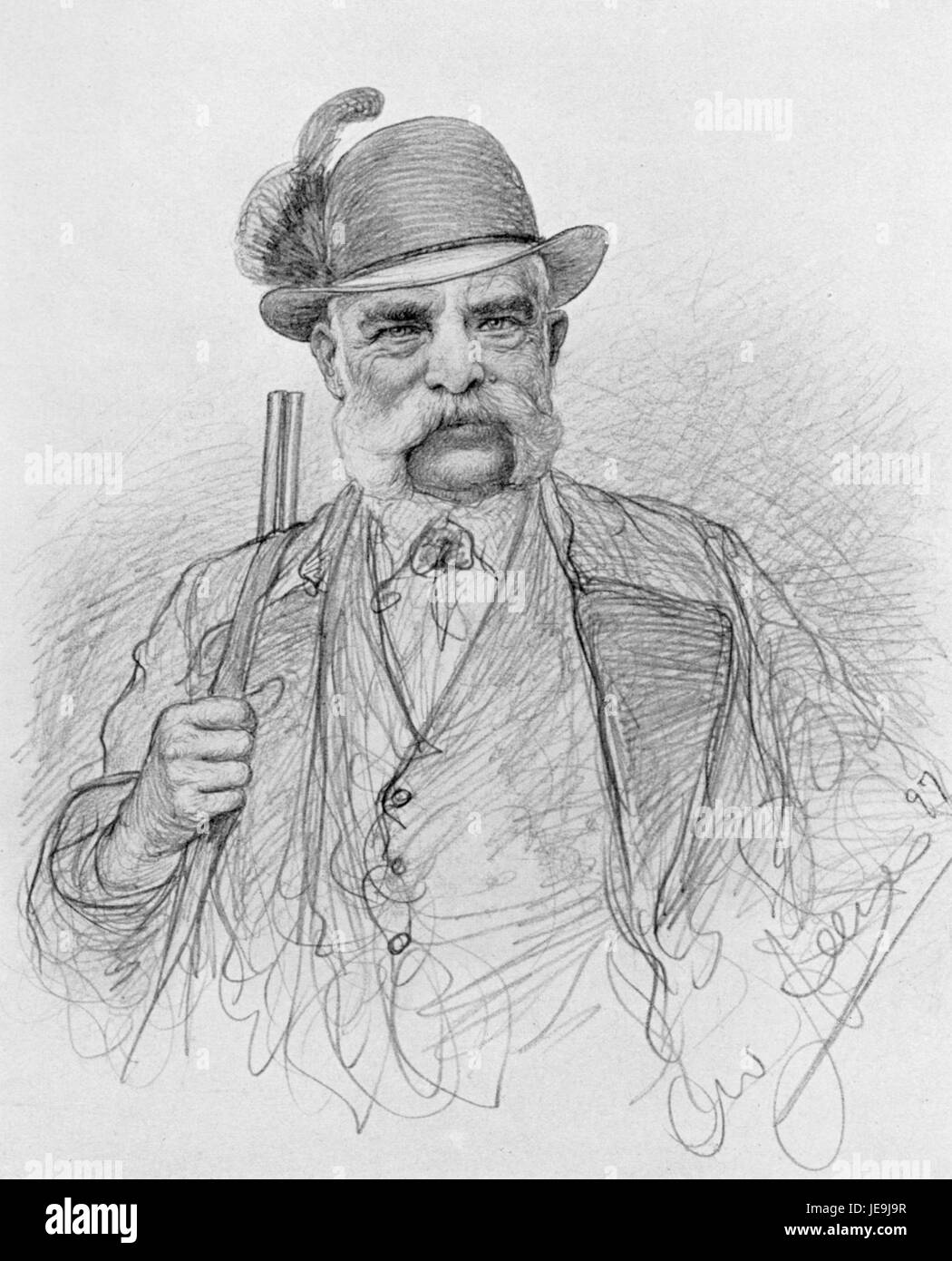 This is an artwork or portrait of Franz Joseph I, the Emperor of ...