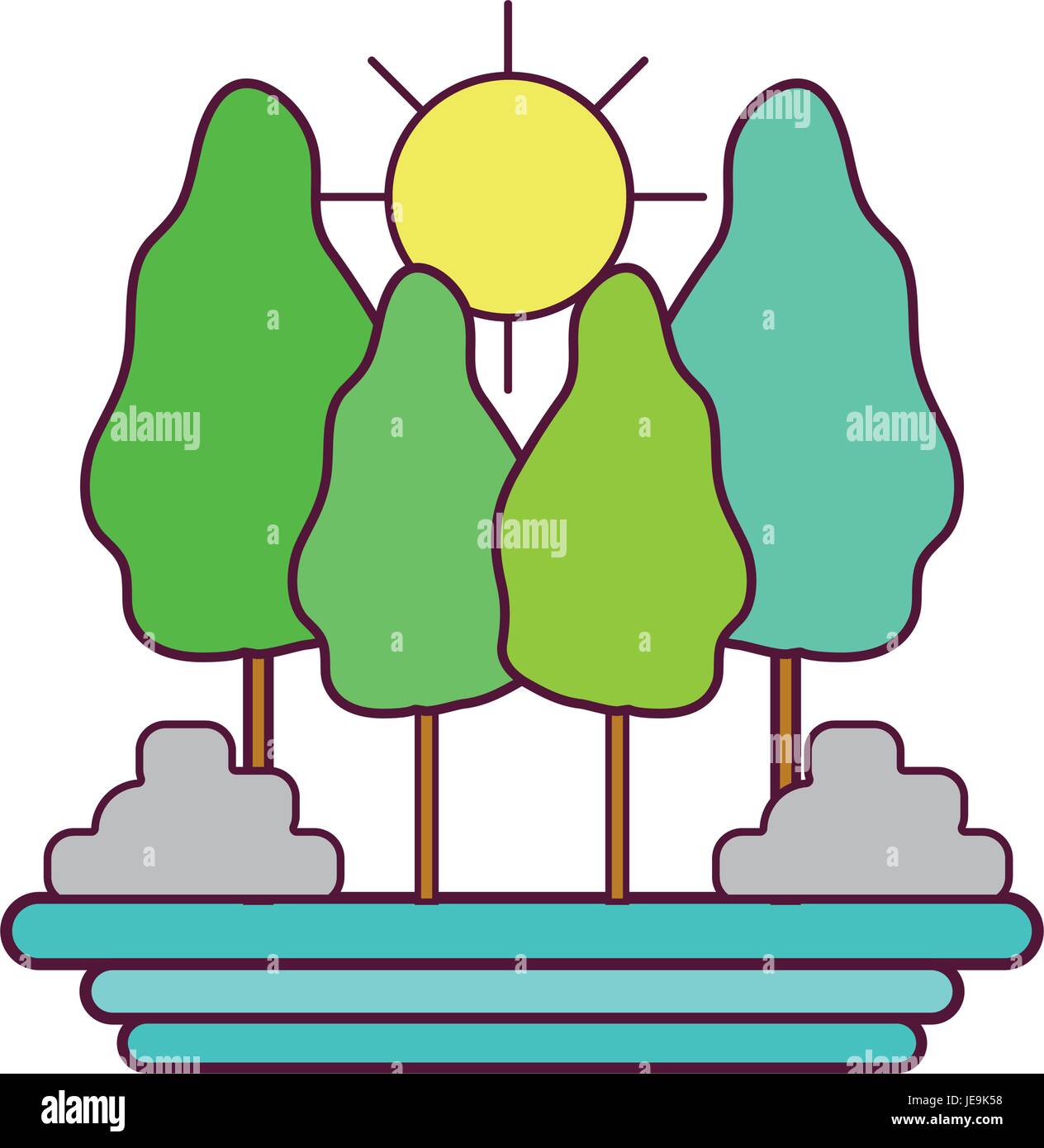 trees plants with natural sun Stock Vector Image & Art - Alamy