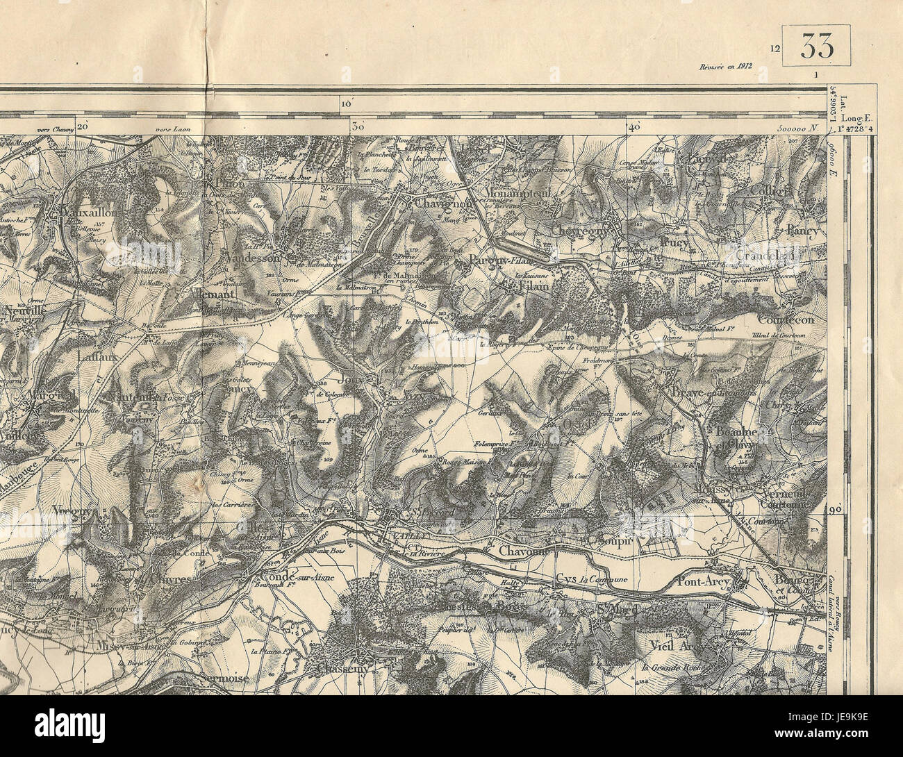 A map of the Chemin des Dames, a significant area in World War I ...