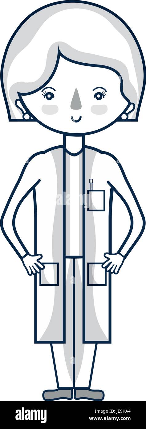 line woman doctor with medical uniform Stock Vector Image & Art - Alamy