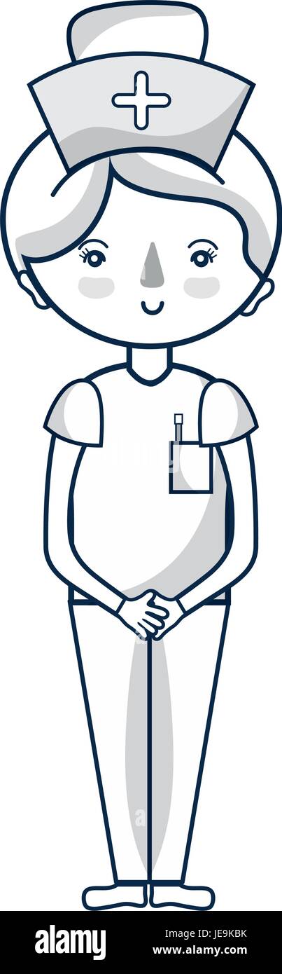 line professional nurse with hat in the head Stock Vector Image & Art ...