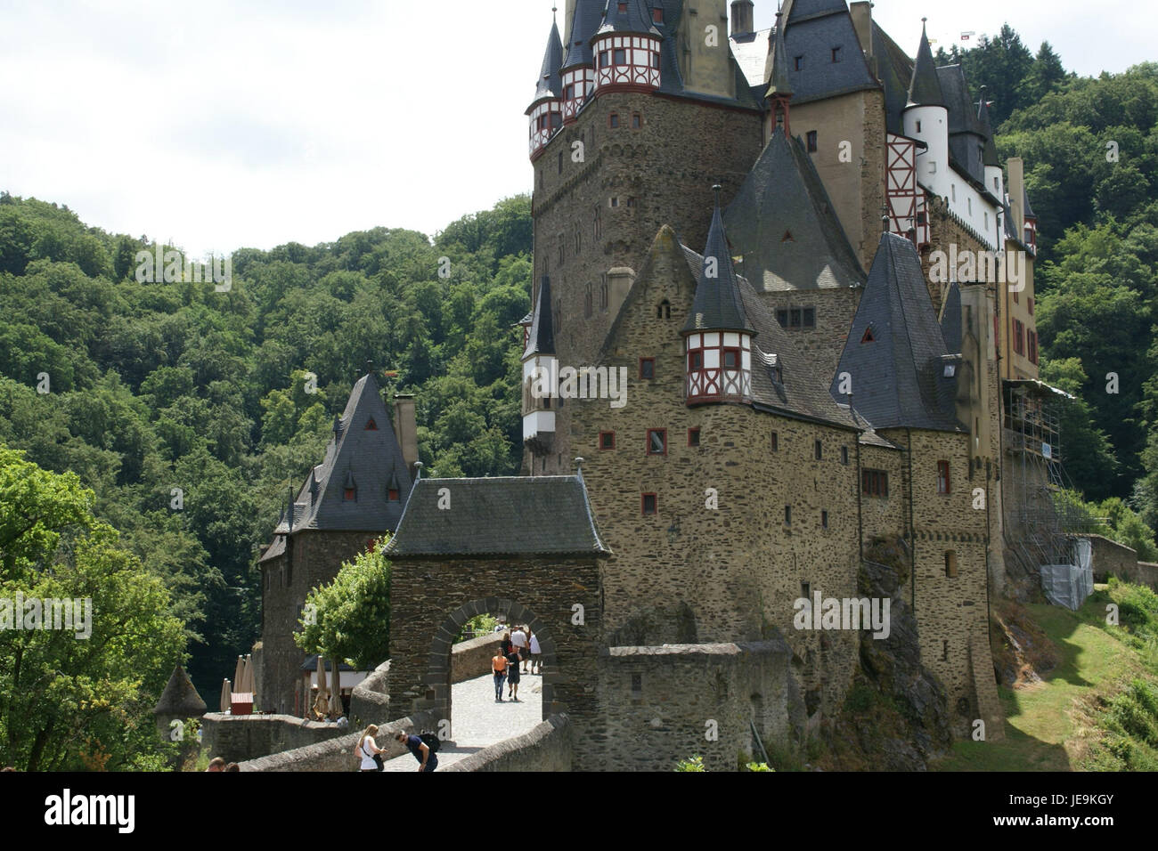The photo shows Burg Eltz, a medieval castle located in the Moselle ...