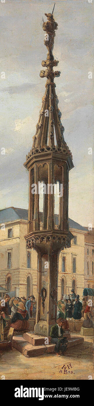 This historical image from 1839 depicts the *Marktplatz* in Breslau ...