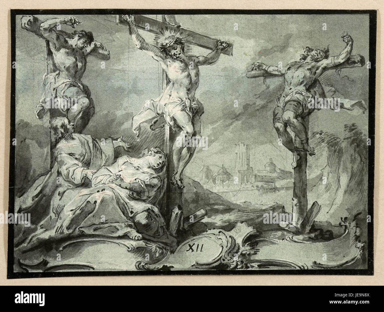 'Kreuzigung' by Baumgartner is a depiction of the crucifixion scene from Christian iconography ...