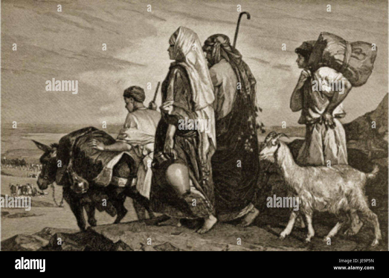 A historical artwork titled 'The Exile from Judah' by Alexandre Bida ...