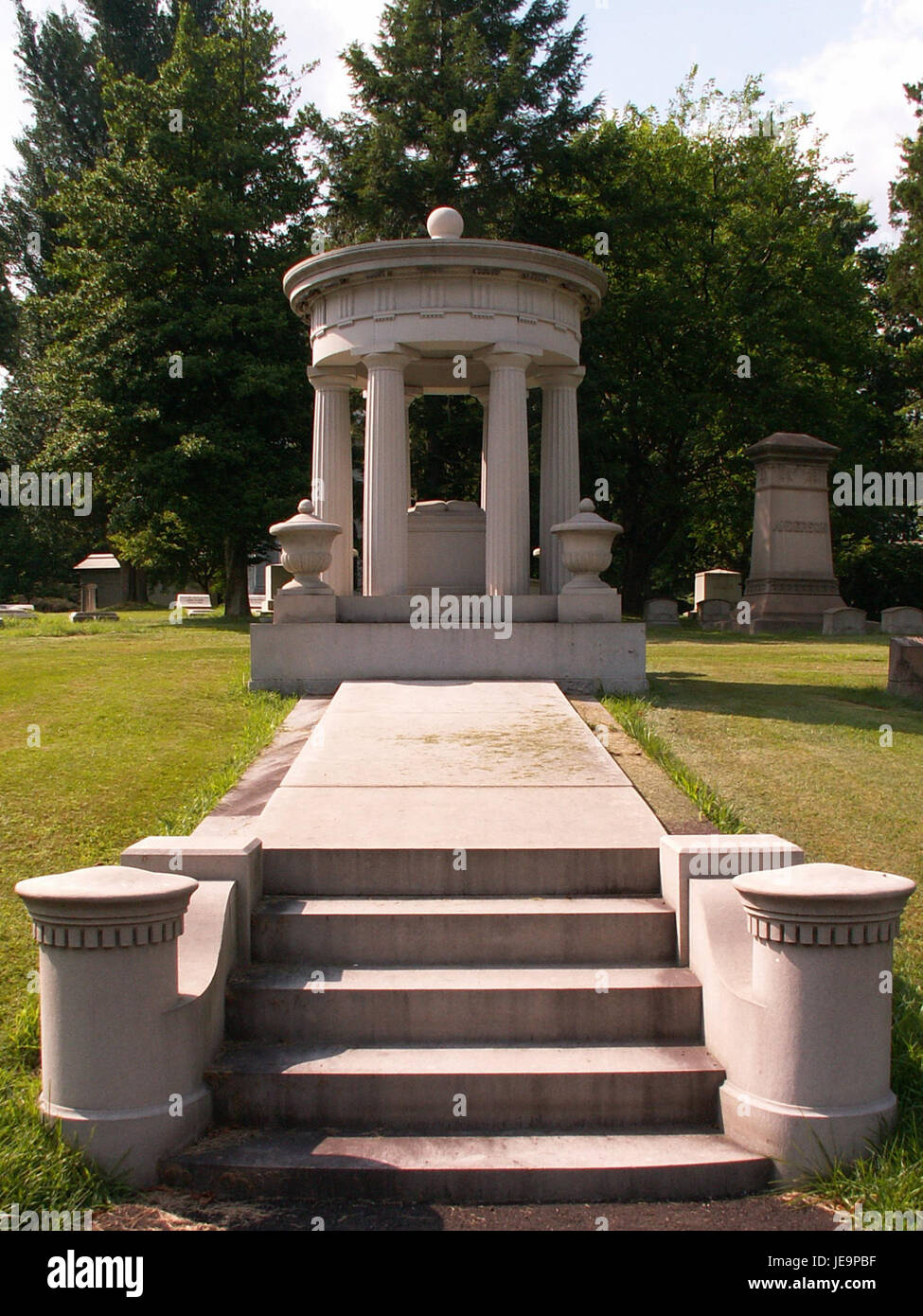 This image depicts a section of Homewood Cemetery, capturing the ...