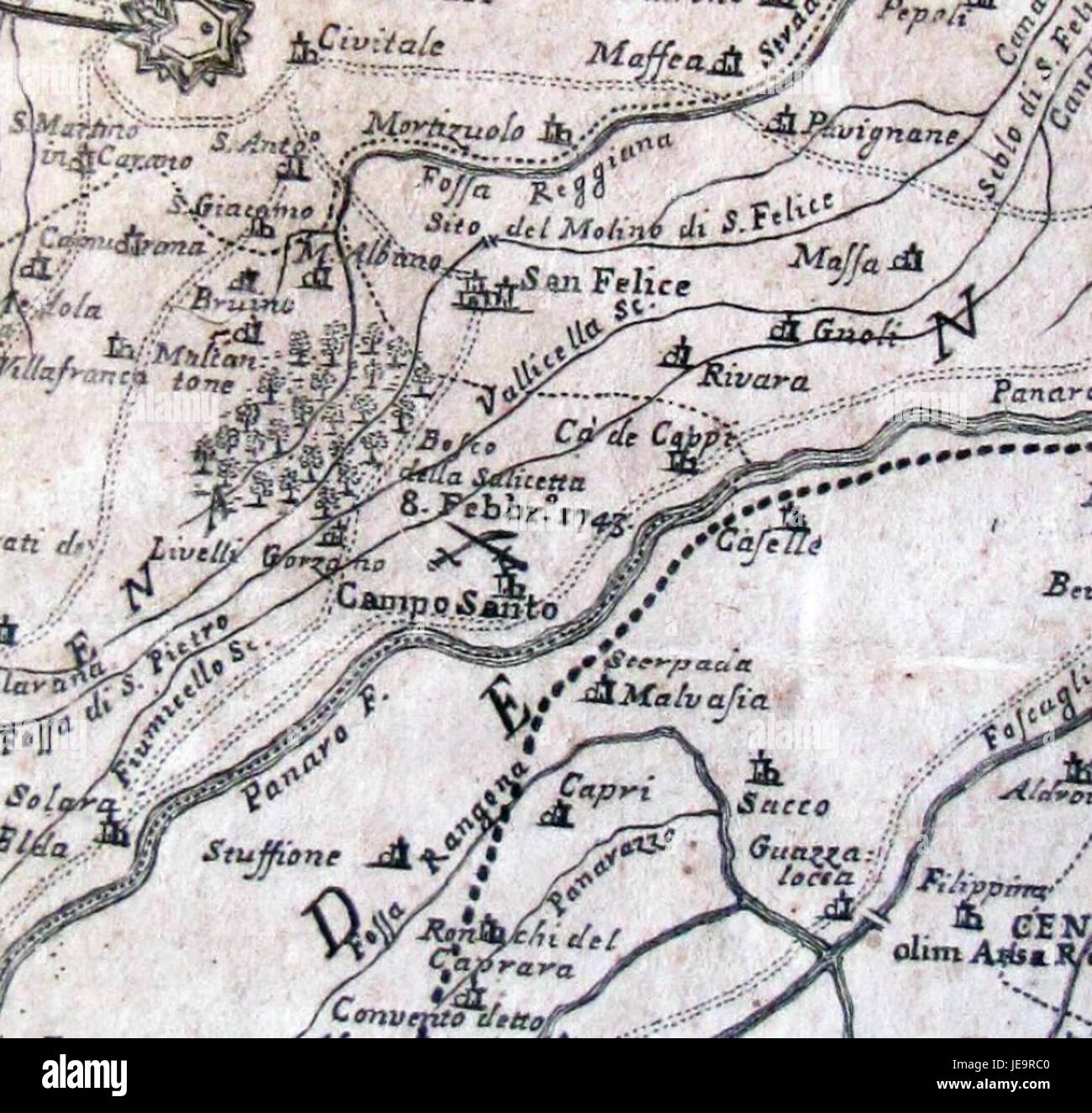 Domenico Vandelli's 1746 map, 'Mappa del territorio modenese,' is a ...