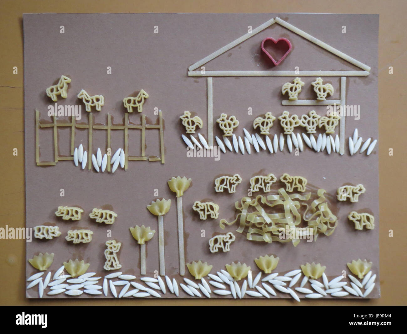 A photograph of a noodle-themed artwork (Nudelbild), showcasing the ...