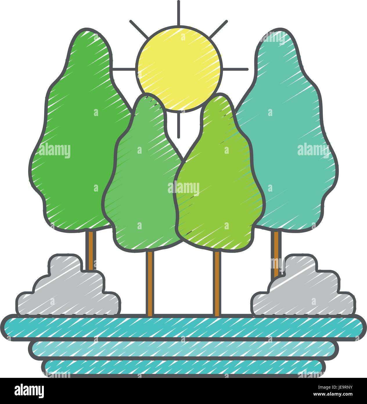 trees plants with natural sun Stock Vector Image & Art - Alamy
