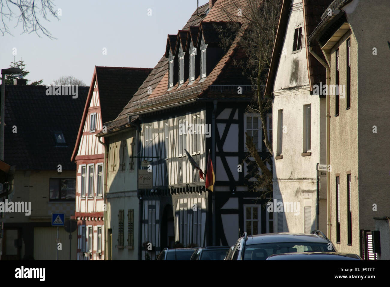 This photograph showcases a half-timbered (Fachwerk) house on ...