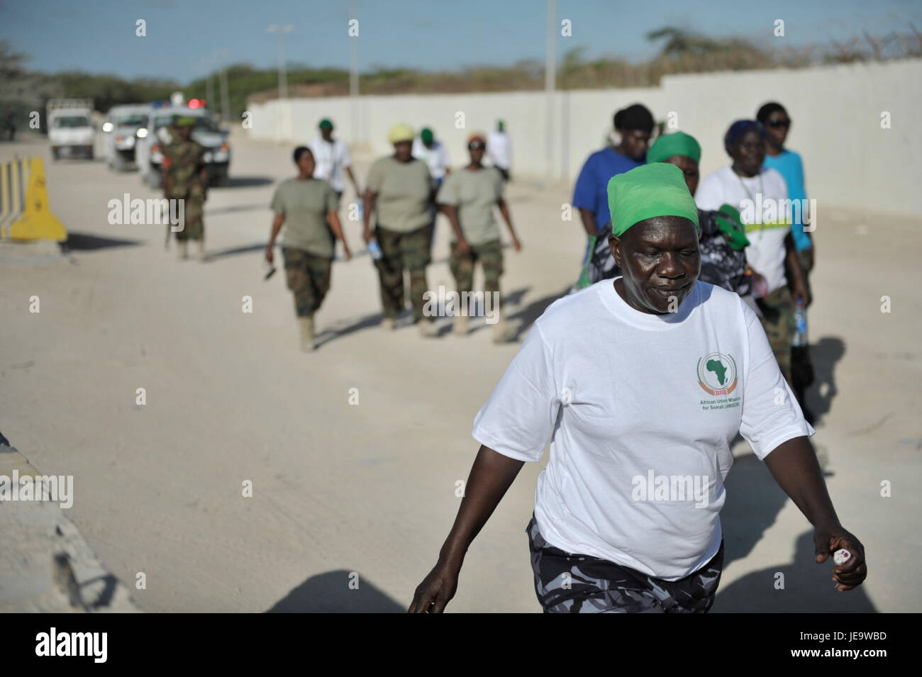 The image '20140822 AMISOM Female Peacekeepers Walk-14' shows female ...