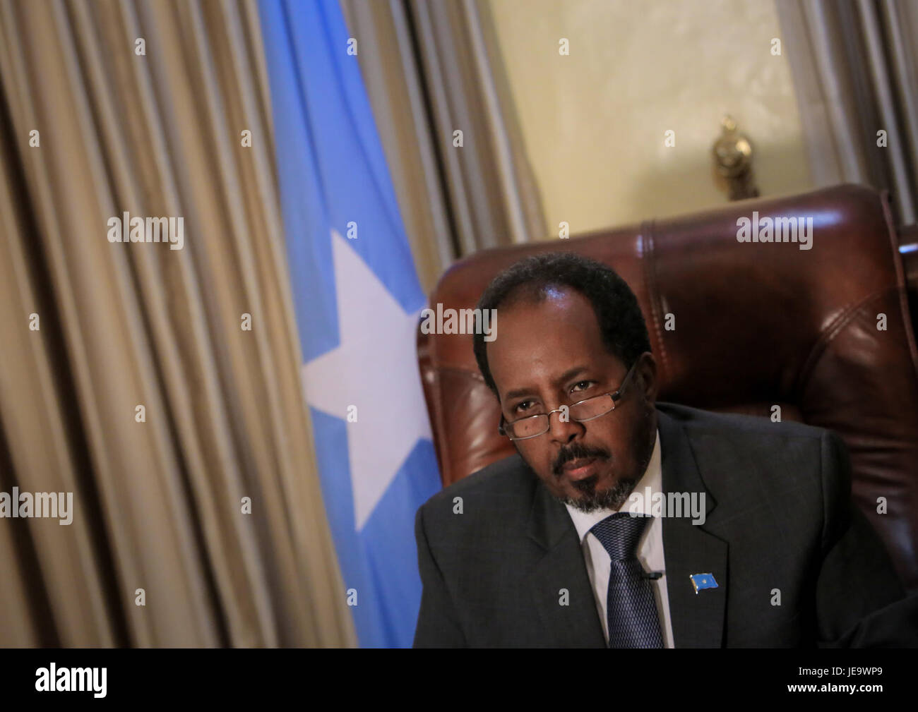 This image captures President Hassan Sheikh Mohamud of Somalia on April ...