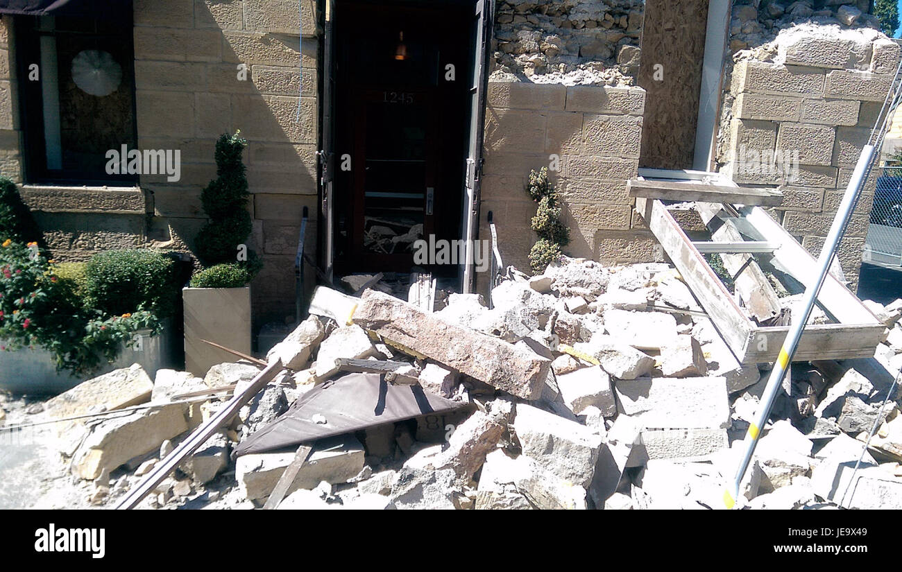 The debris of the Sam Kee Laundry Building following the South Napa ...