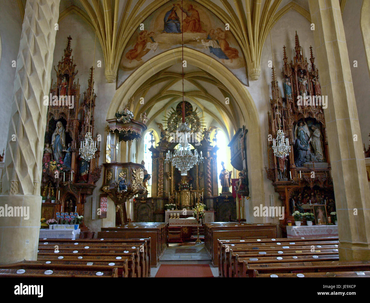 This photograph shows the St. Severin Church (Pfarrkirche hl. Severin ...