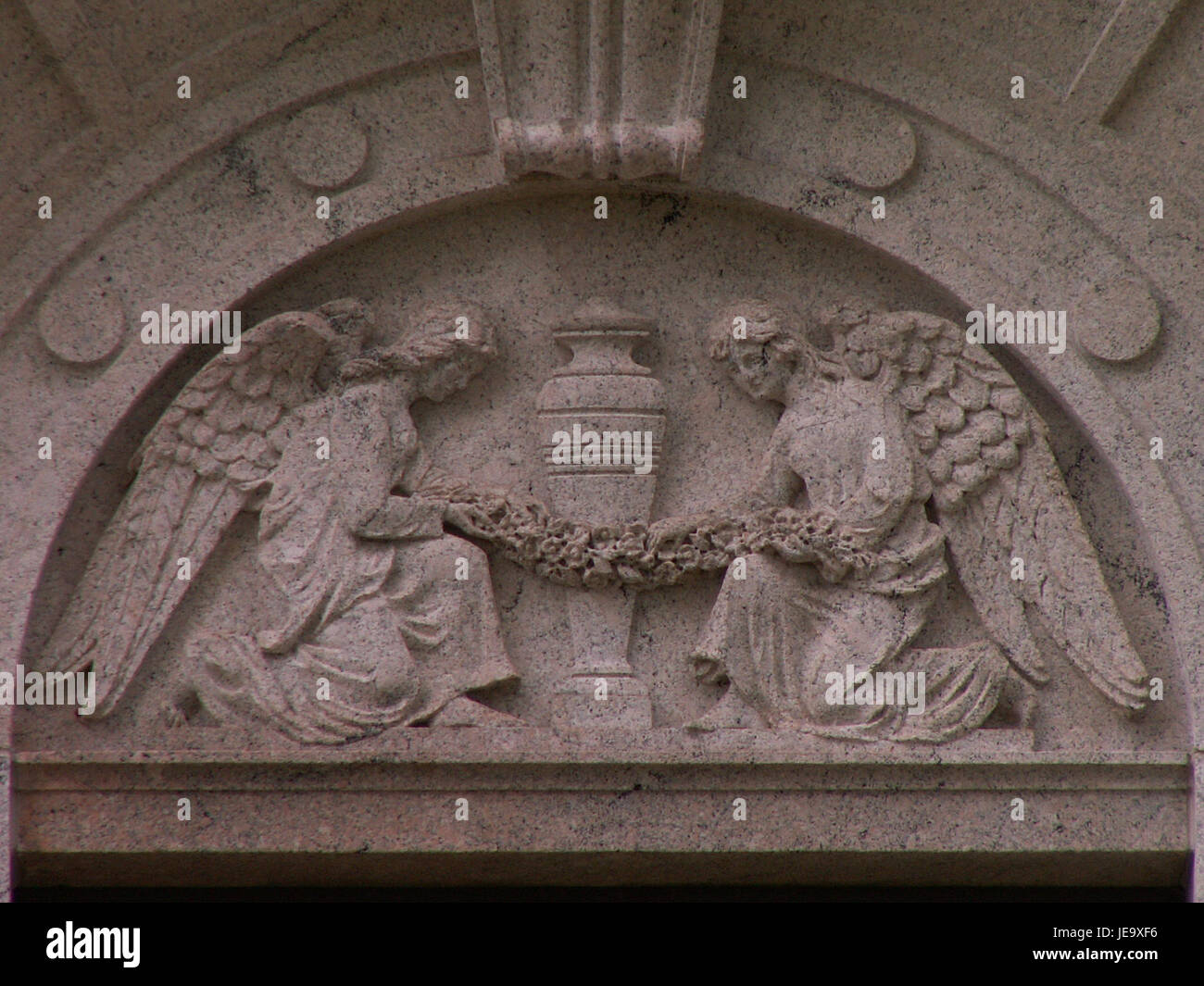 The photograph depicts Homewood Cemetery in Pittsburgh, Pennsylvania ...