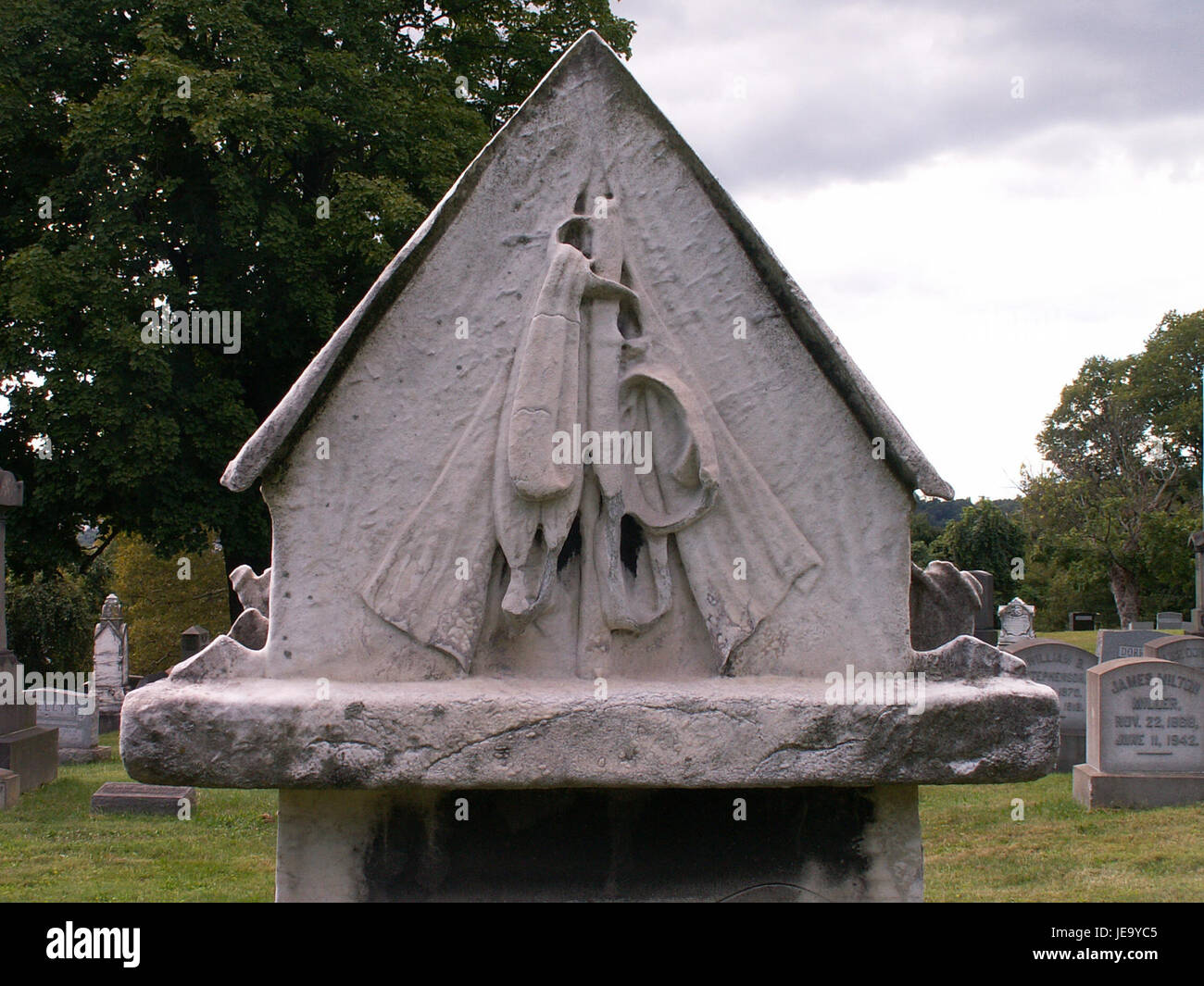 A photograph of a stained-glass window from Chartiers Cemetery, taken ...