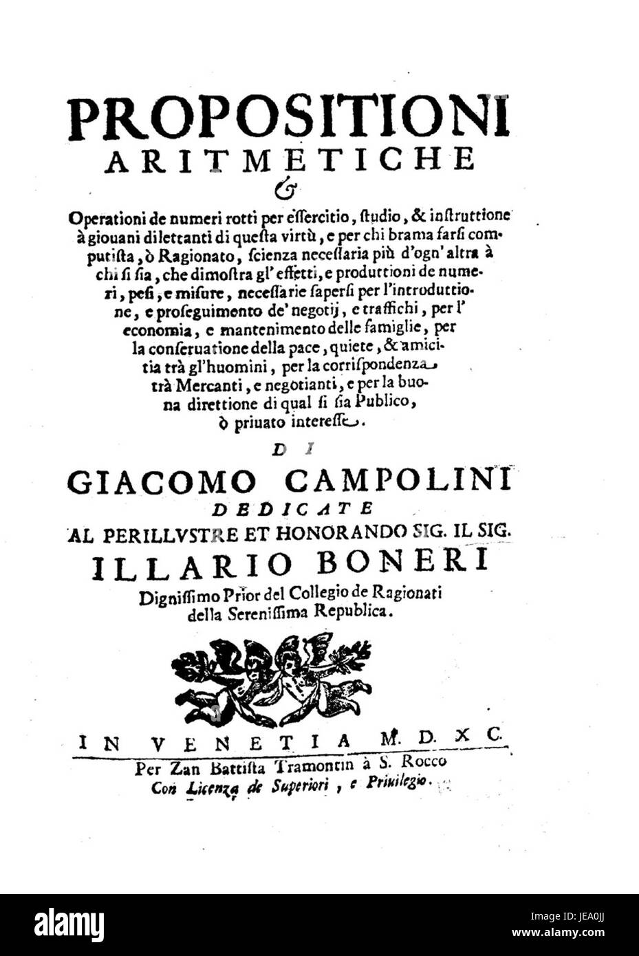 Campolini - Propositioni aritmetiche e operationi de numeri rotti, 1700 ...