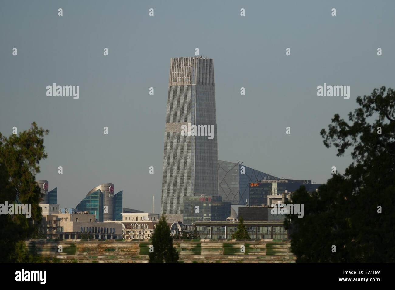 This image shows the China World Trade Center Tower III in Beijing ...