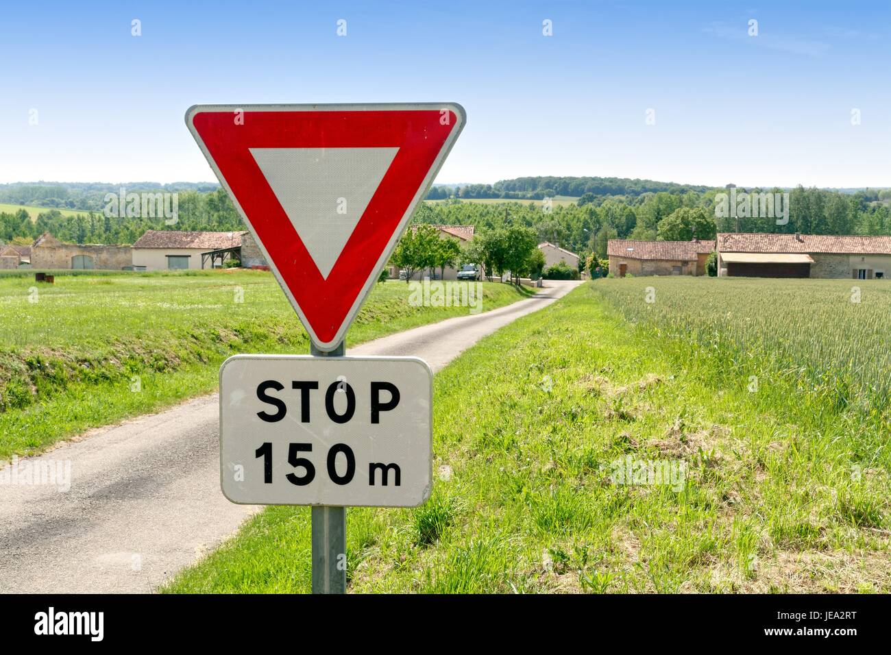 Give way road sign france hi-res stock photography and images - Alamy