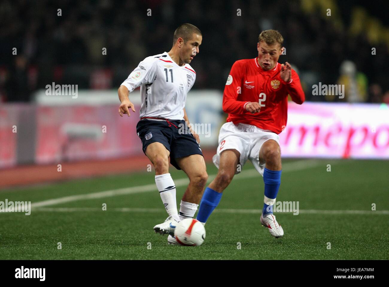 JOE COLE & VASILY BEREZUTSKIY RUSSIA V ENGLAND LUZHNIKI STADIUM MOSCOW ...