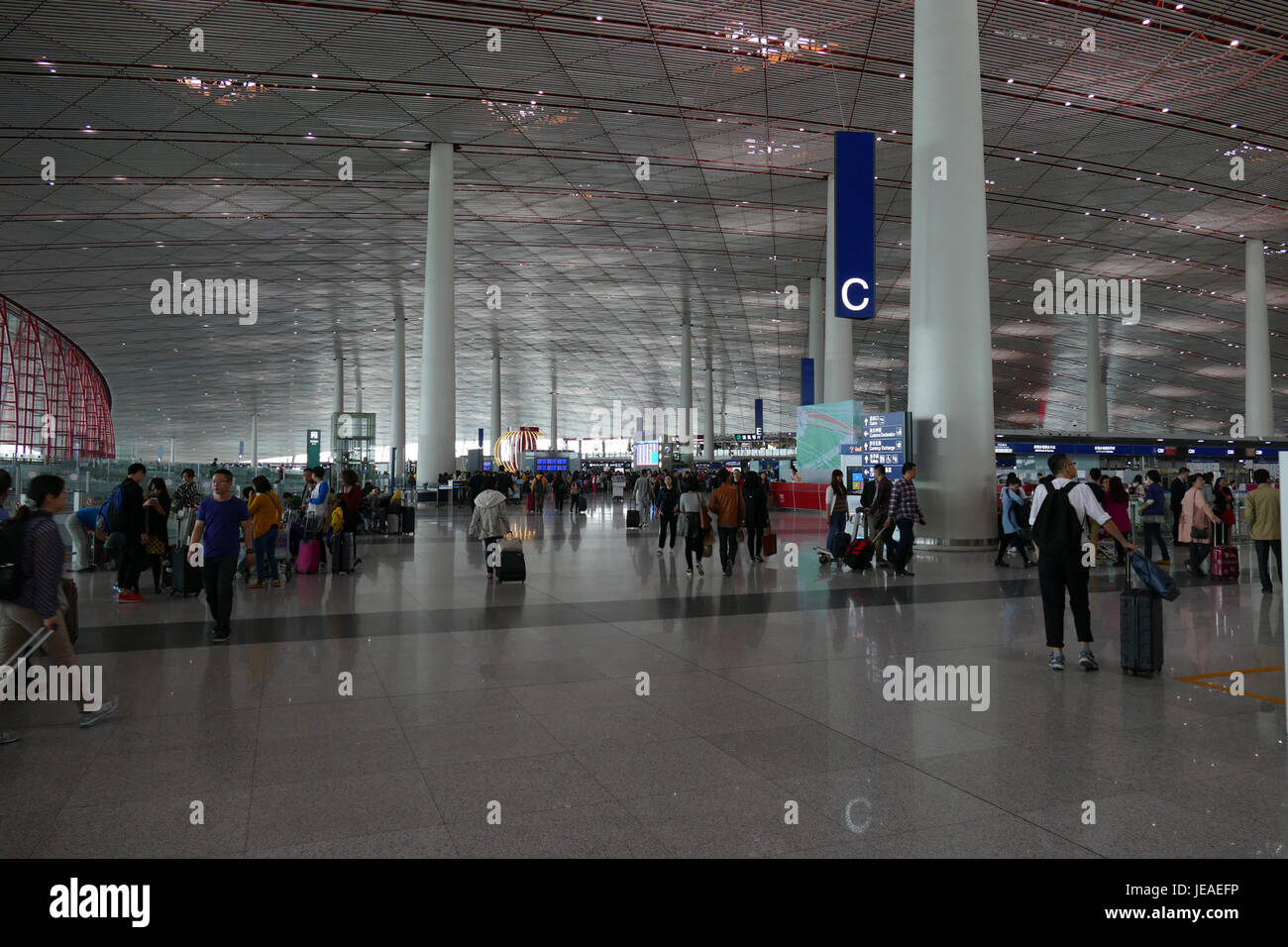 A photograph of Terminal 3 at Beijing Airport taken on October 1, 2014 ...