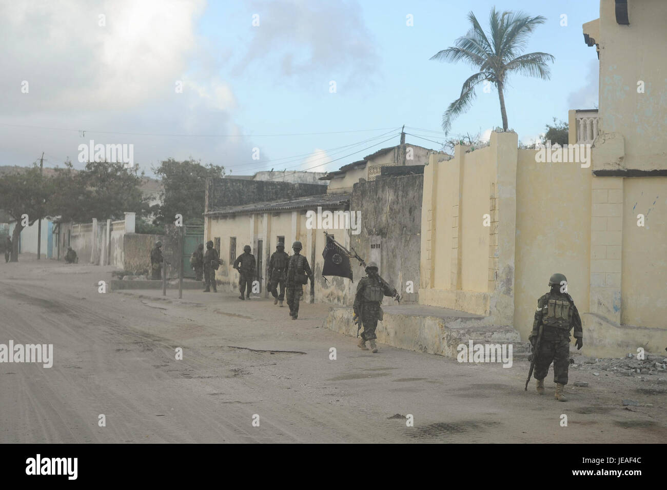 A photograph taken during the 2014 capture of Barawe, Somalia, showing ...