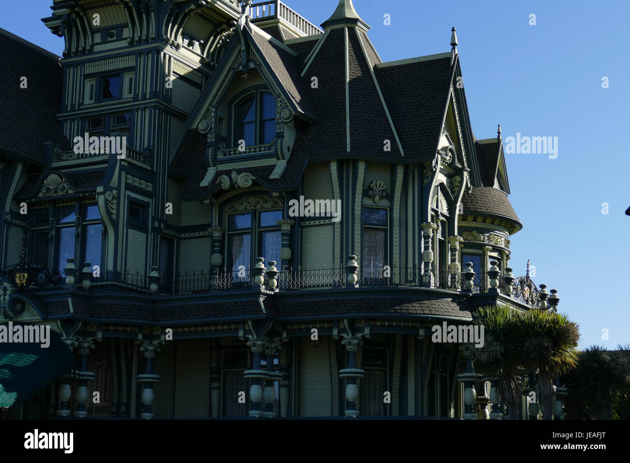 Carson Mansion in Eureka, California, is a Victorian-style building ...