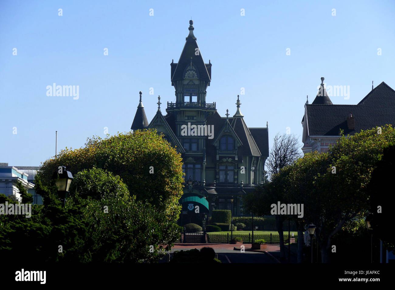 This photograph, taken on October 12, 2014, shows the Carson Mansion in ...