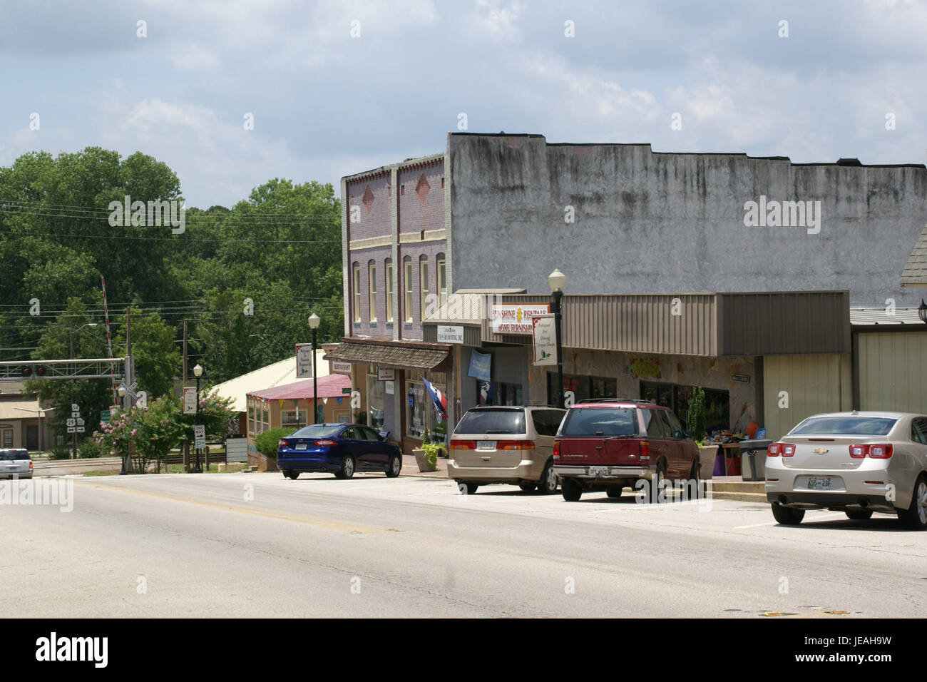 This image shows a view of Main Street in Hogansville, Georgia ...