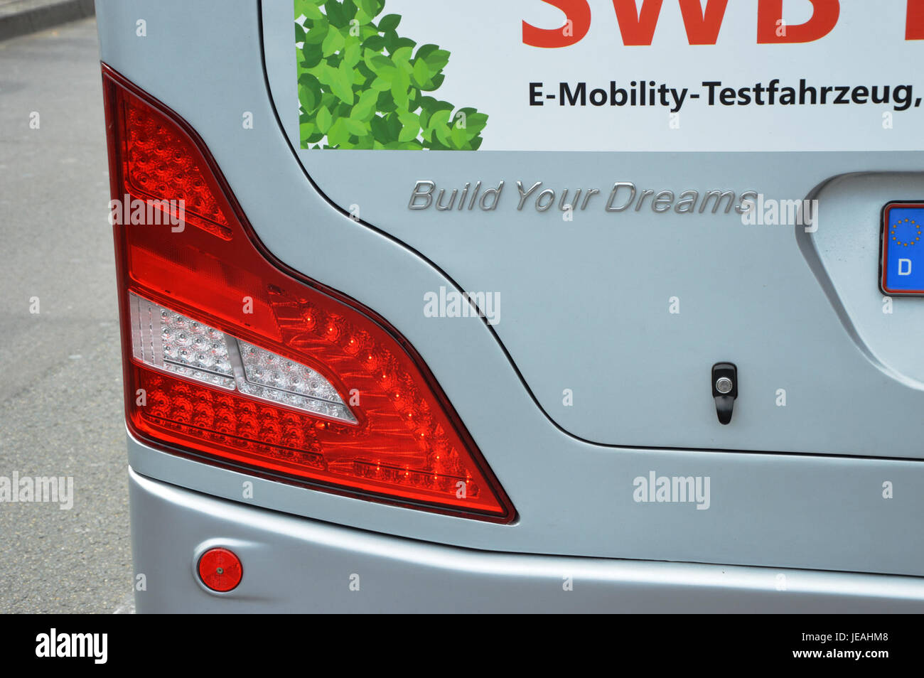 An image of the BYD electric bus in Bonn, Germany, taken from the rear ...