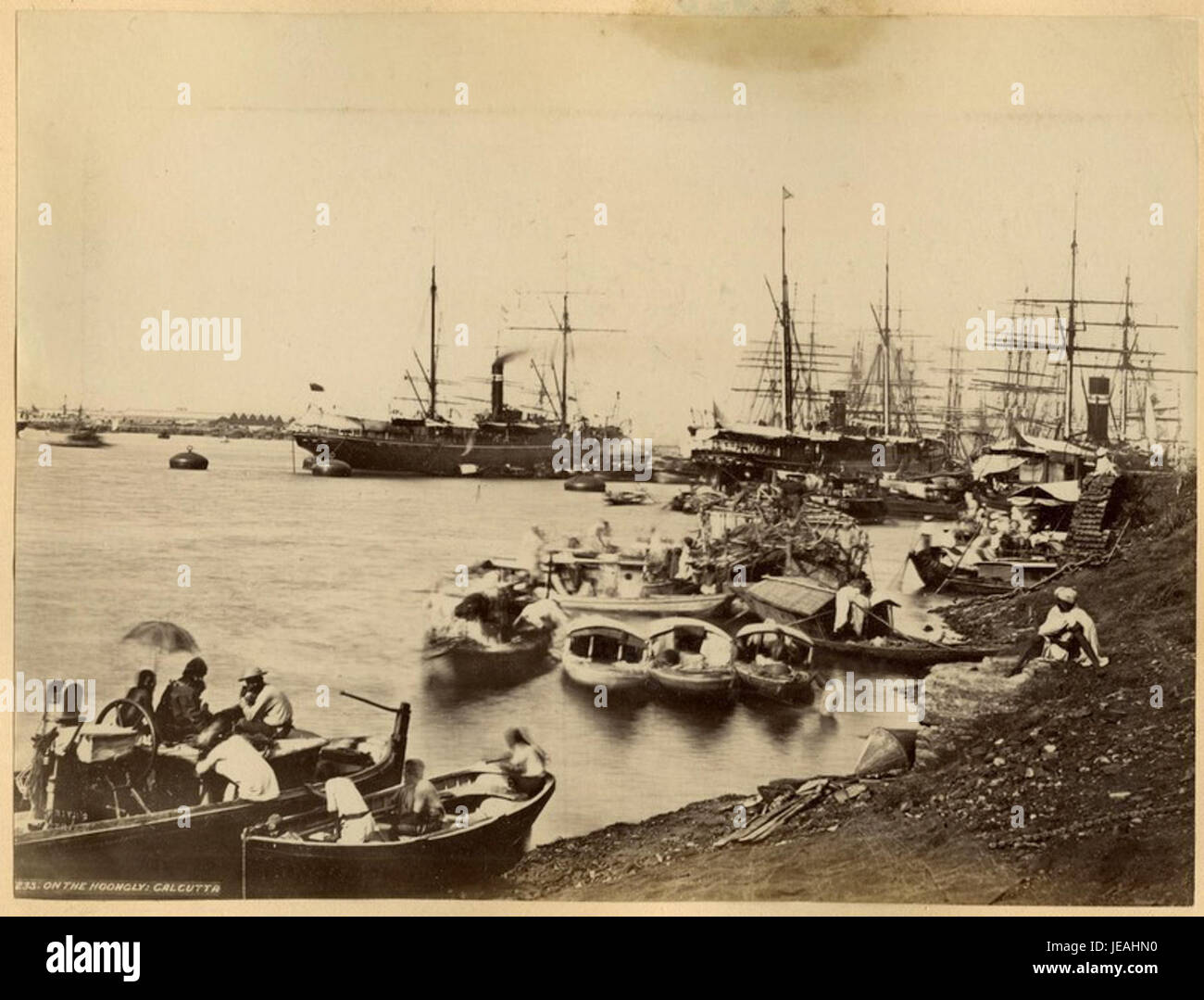 Calcutta river view, with sailing ships (c. 1880s) - 3 Stock Photo - Alamy