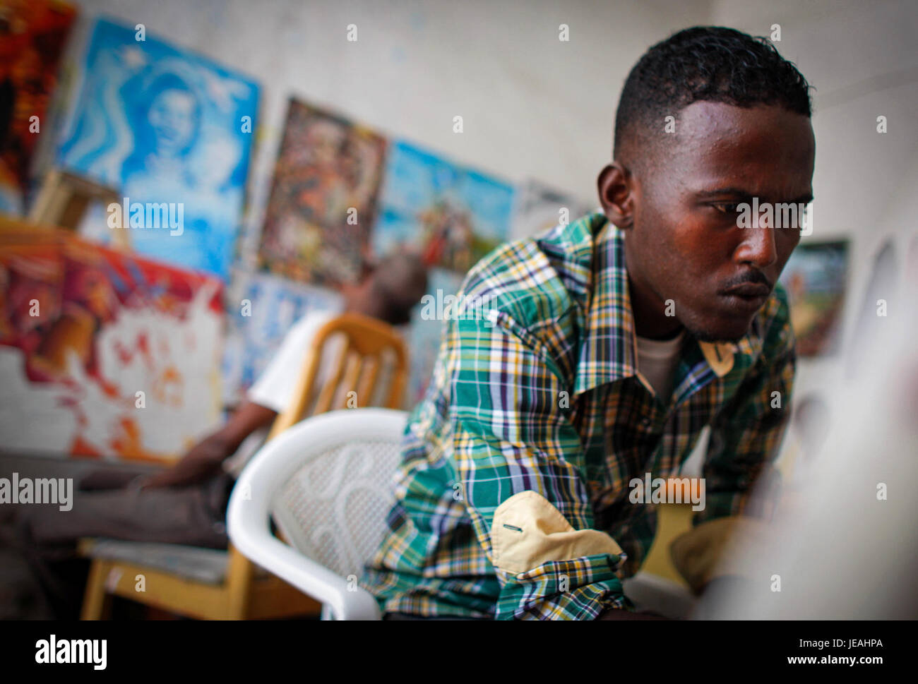 This image features Somali artists showcasing their work, highlighting ...