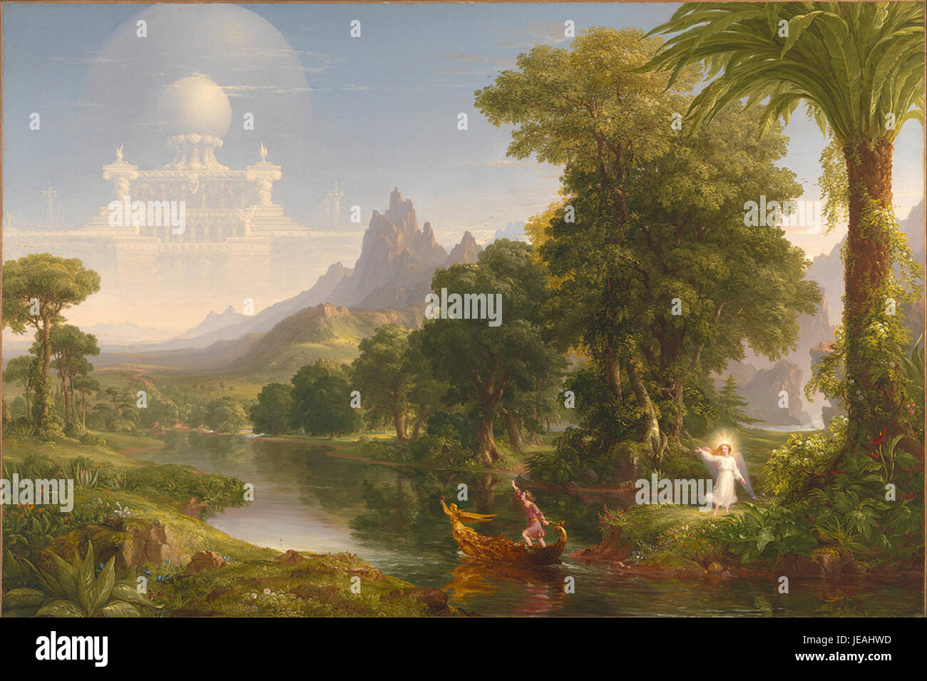 Thomas Cole's painting 'The Voyage of Life: Youth' (1840) depicts the ...