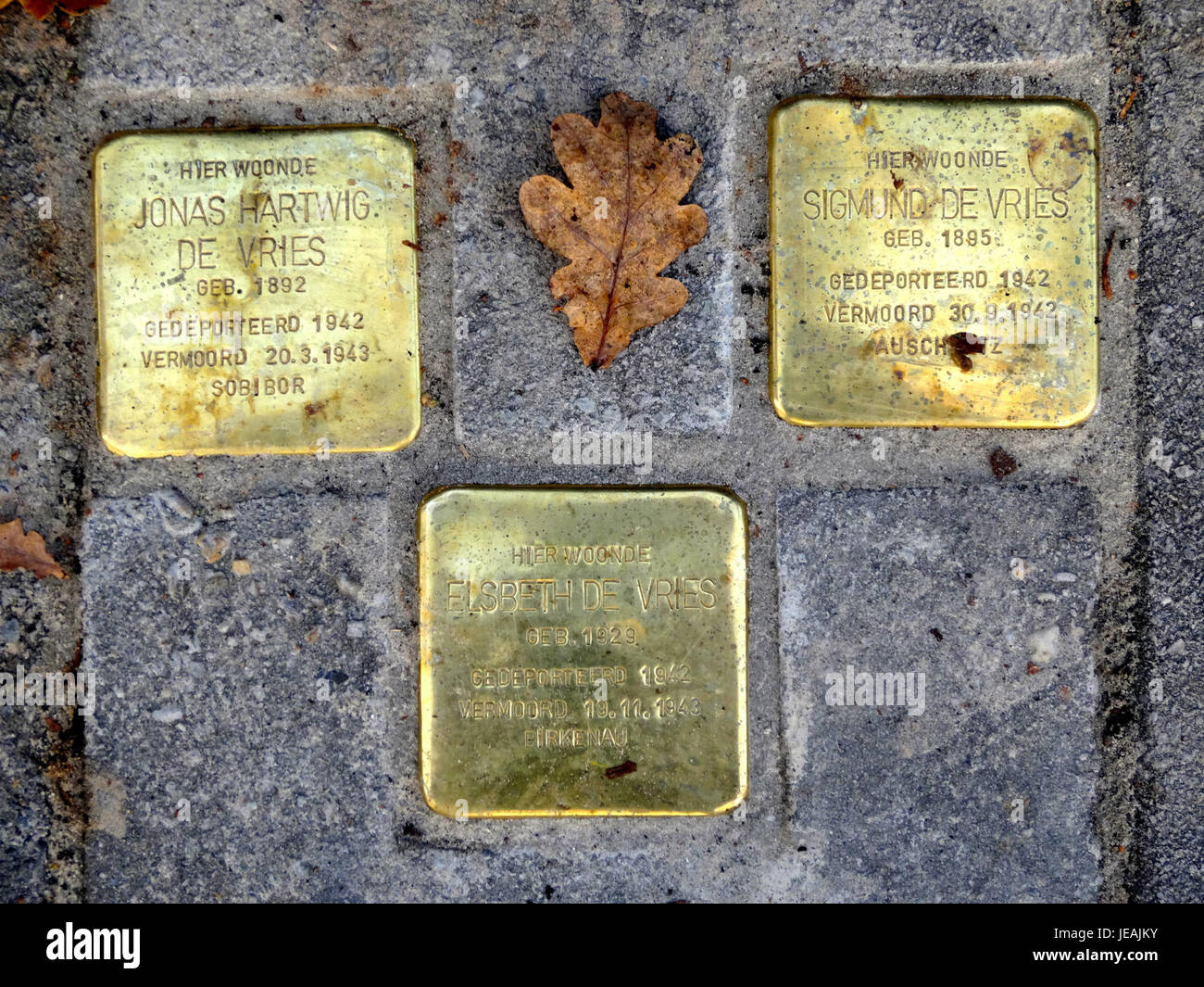 The Stolpersteine (stumbling stones) in Musselkanaal, Sluisstraat, are ...