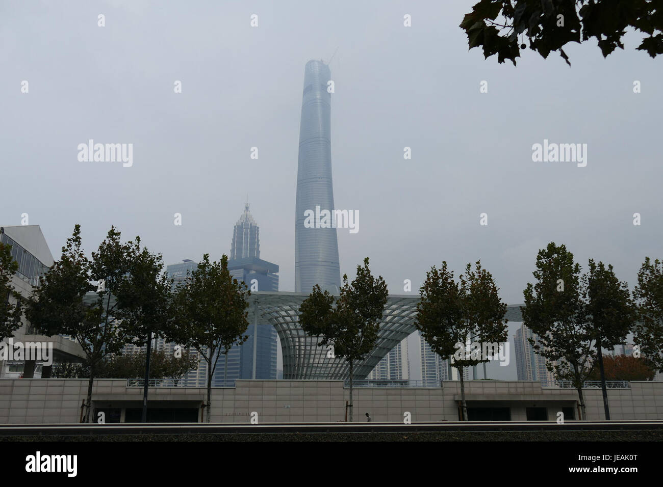 This image shows the Shanghai Tower, a modern architectural marvel ...