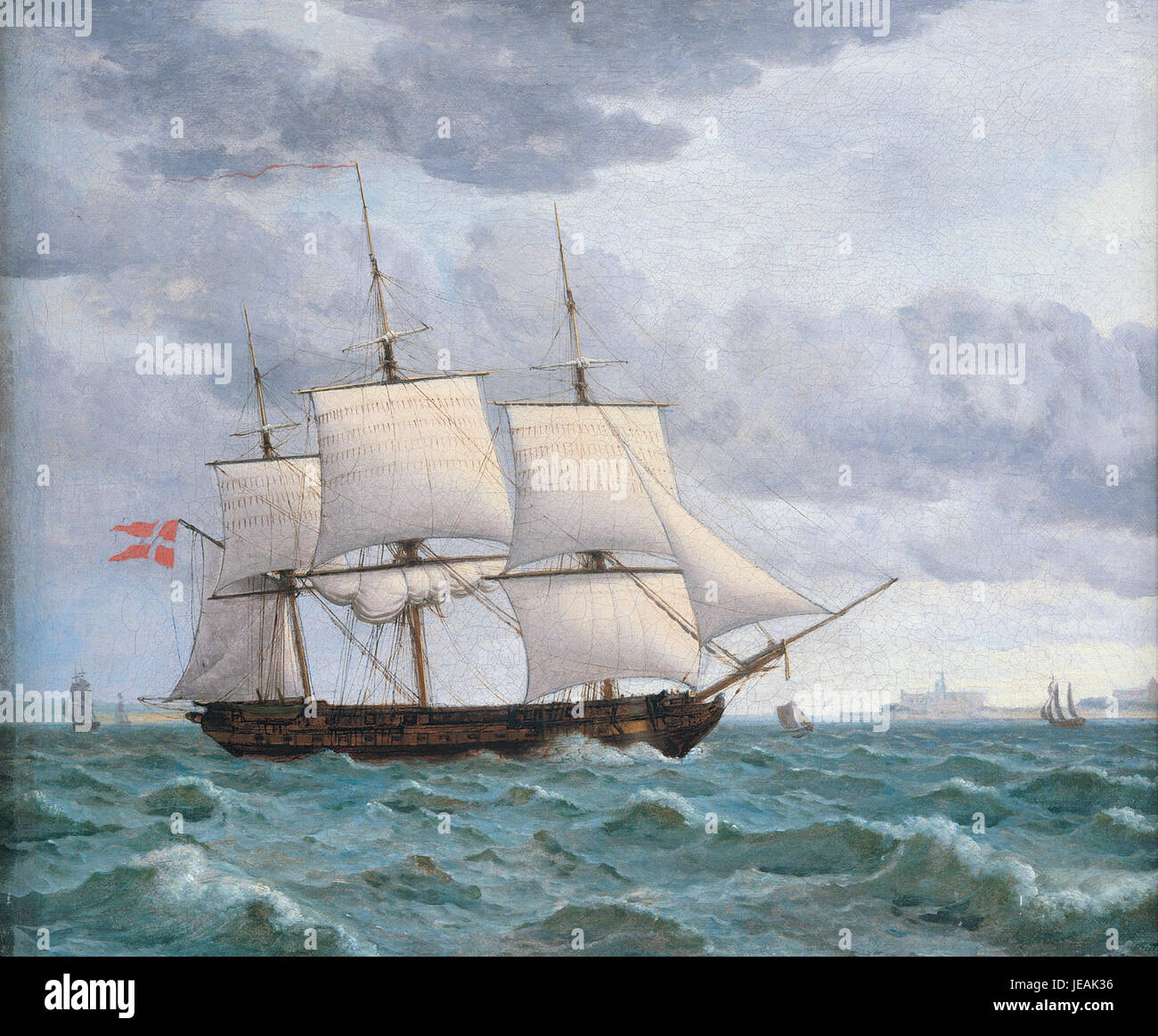 This painting by C.W. Eckersberg depicts a Danish warship sailing under ...