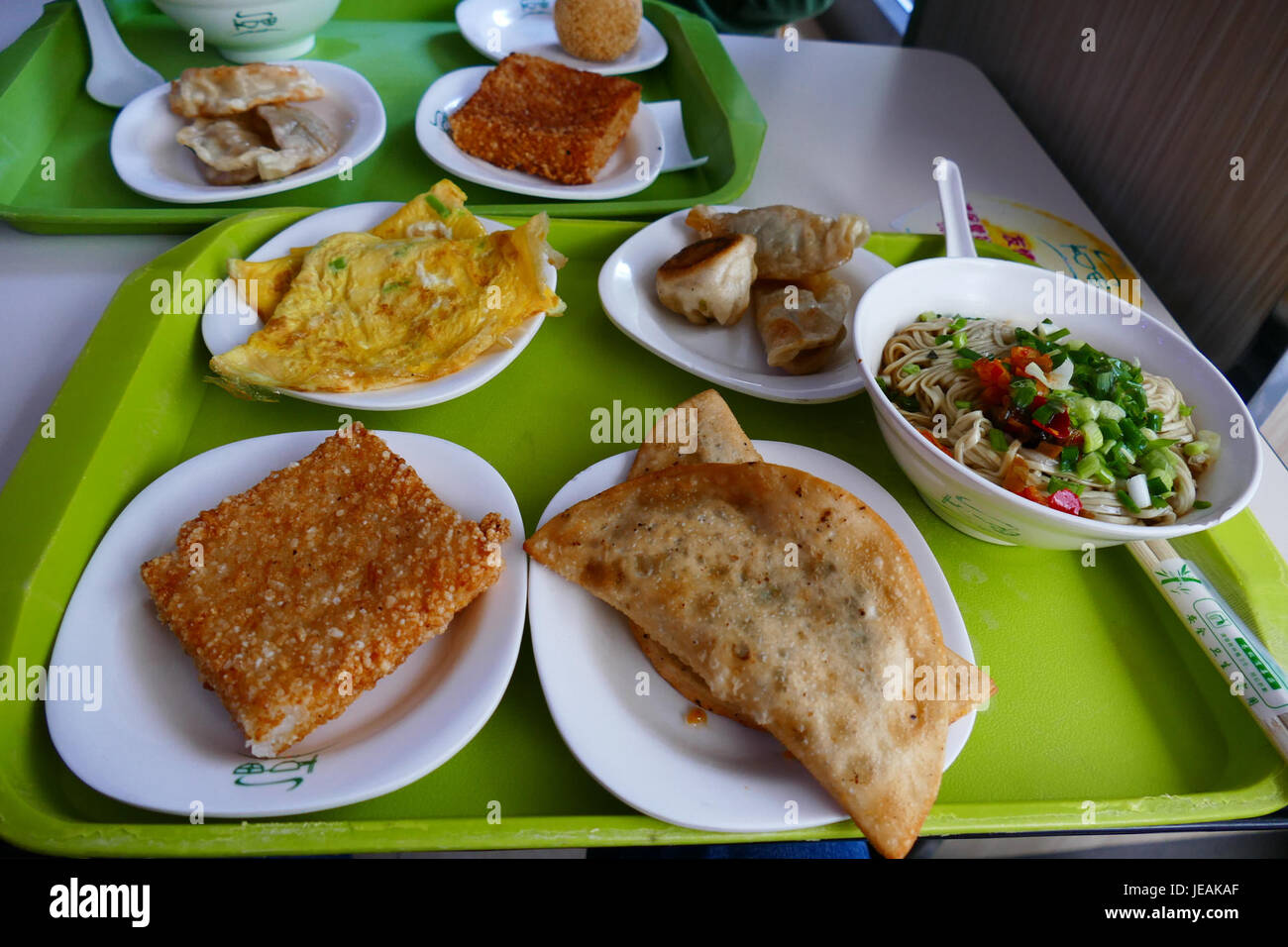 A breakfast scene from Hangzhou, China, featuring traditional Chinese ...