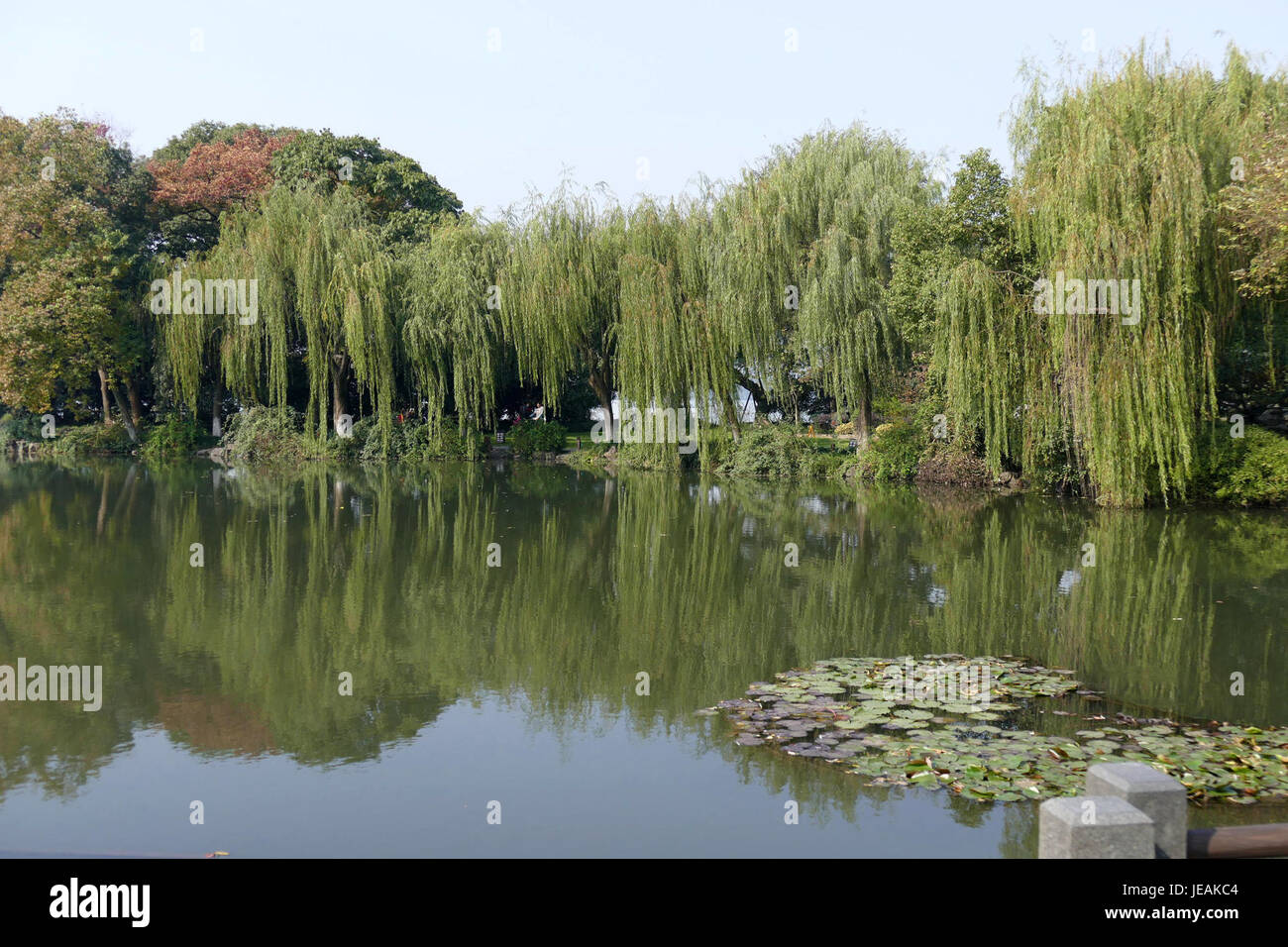 The image captures 'Three Pools Mirroring the Moon,' a famous scenic ...