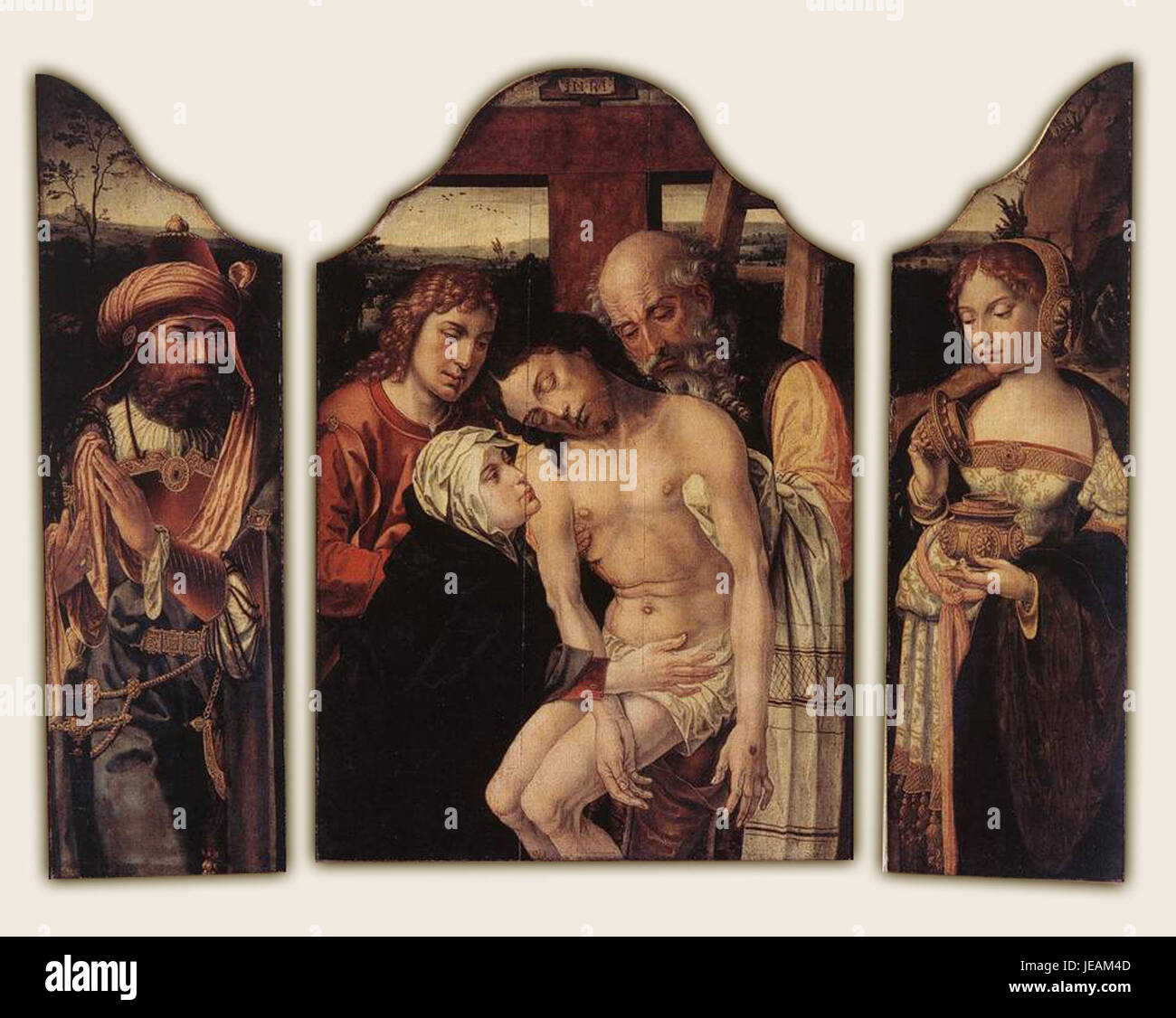 'Descent from the Cross' by Pieter Coecke van Aelst is a significant 16th-century Flemish ...