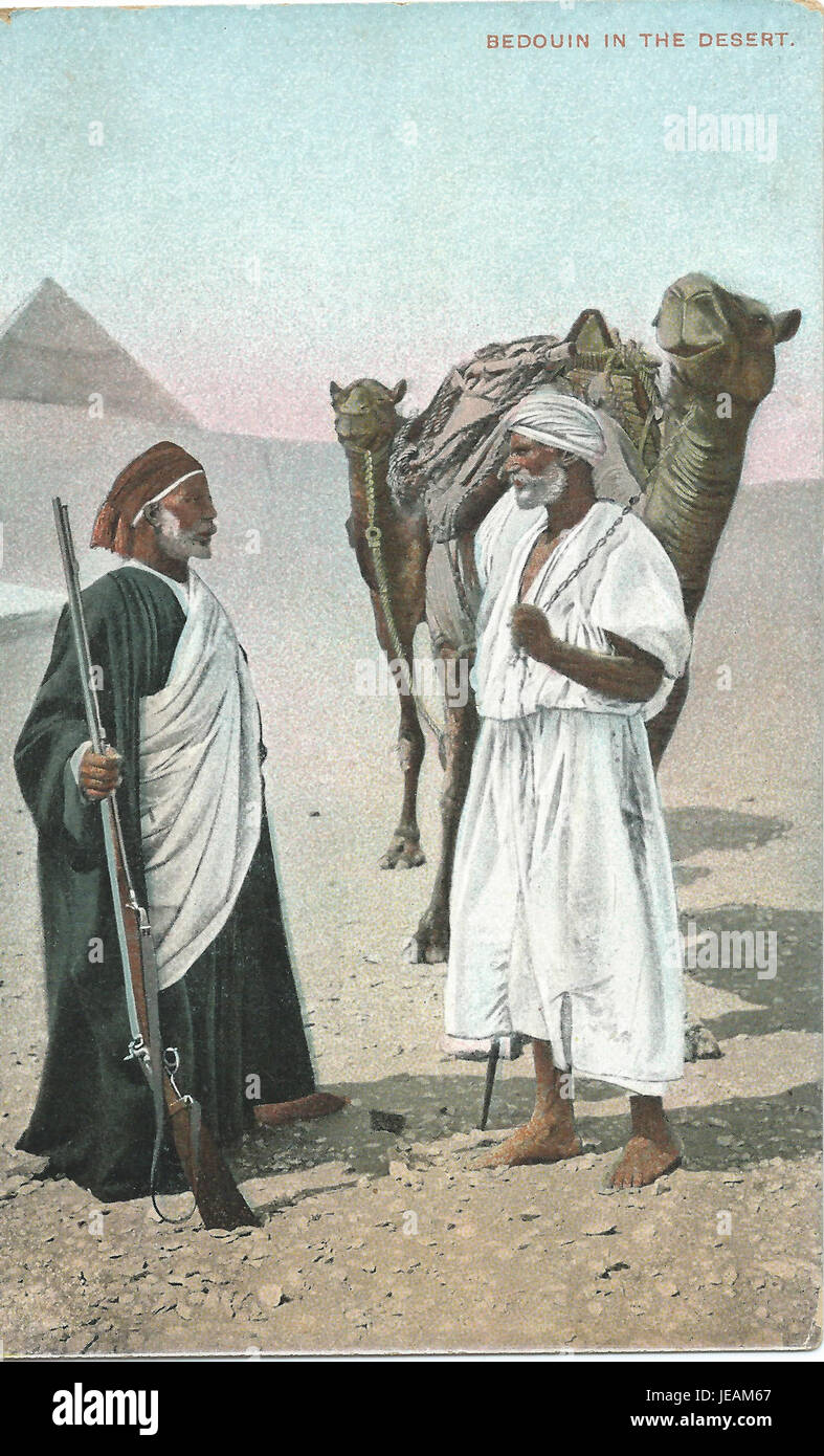 Bedouin in the desert postcard Stock Photo - Alamy