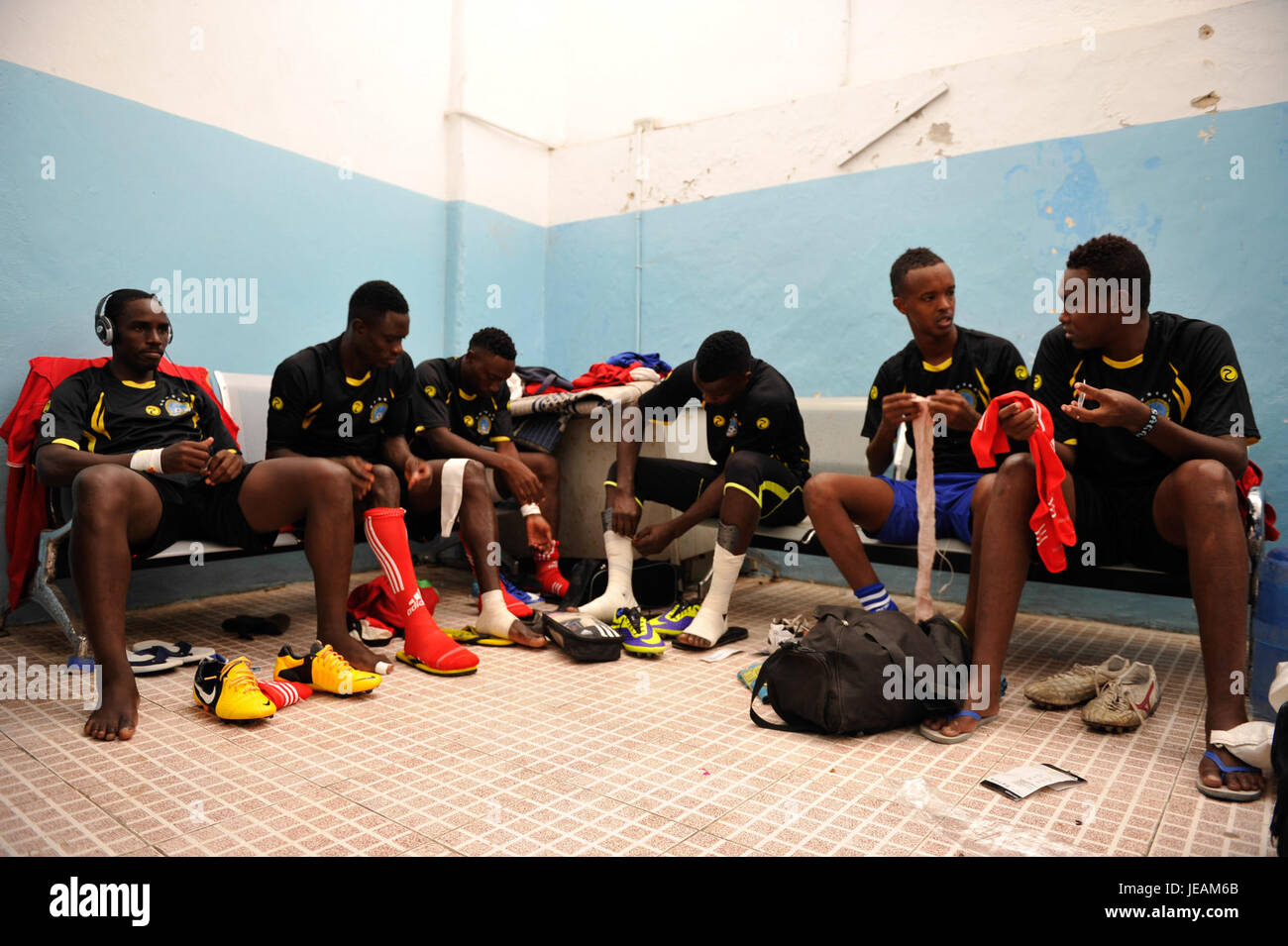 A photograph taken on December 19, 2014, showcasing a Somali football ...