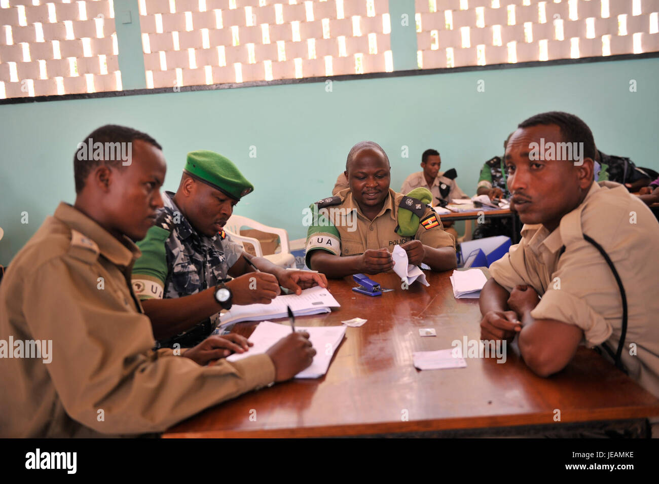 This image shows a police integration exercise held on February 3, 2015 ...