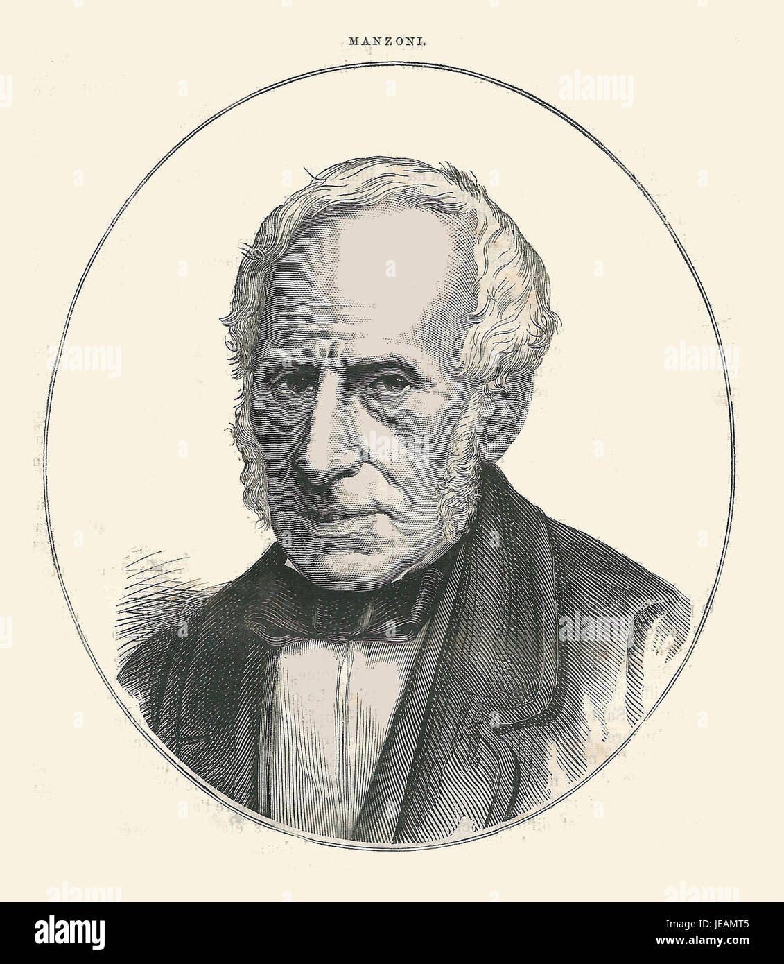 A portrait engraving of Alessandro Manzoni, an influential Italian ...