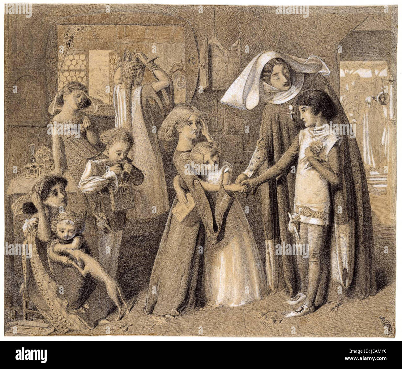Dante's first meeting with Beatrice, depicted in his *Divine Comedy ...