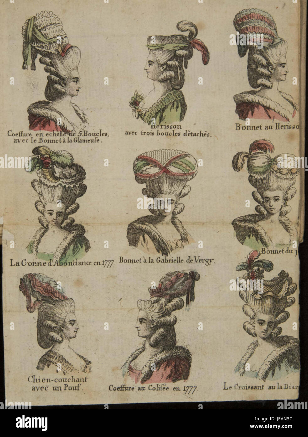 A historical figure or manuscript, 'Coeffurer' from 1781, possibly ...