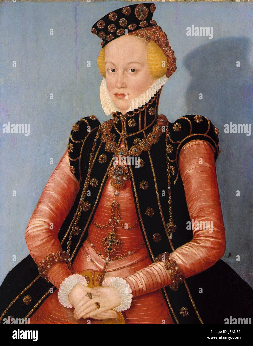 A portrait painting by Lucas Cranach the Younger, depicting a woman ...