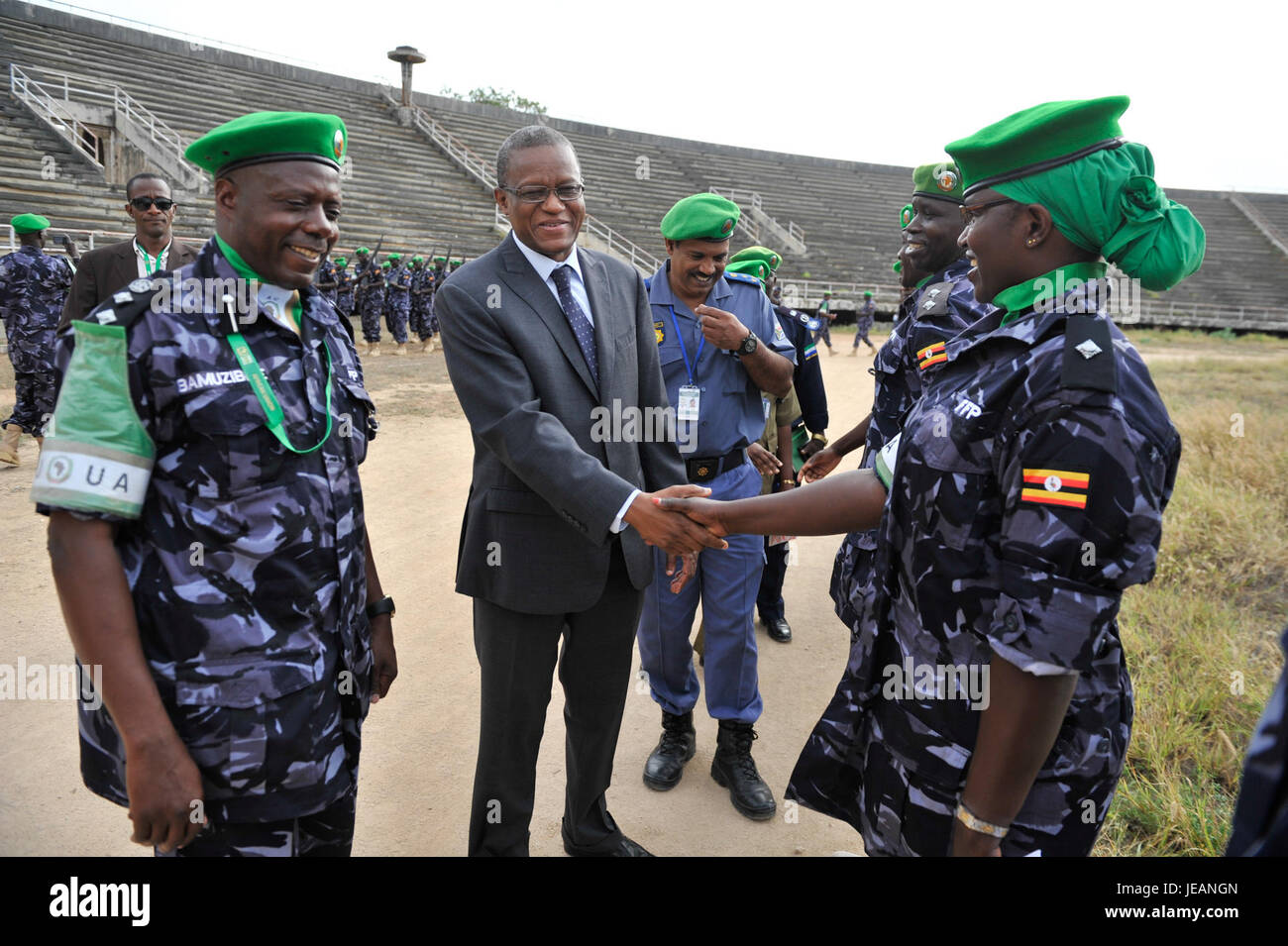 A photo showing members of the Ugandan Formed Police Unit (FPU) during ...