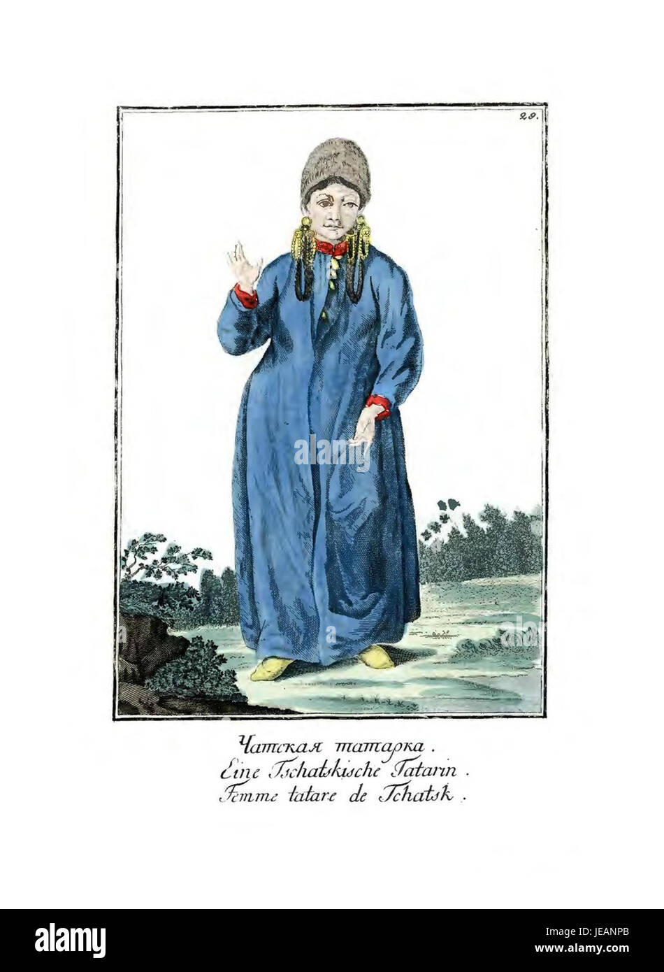 This image shows a Tatar woman dressed in traditional attire. The photo ...