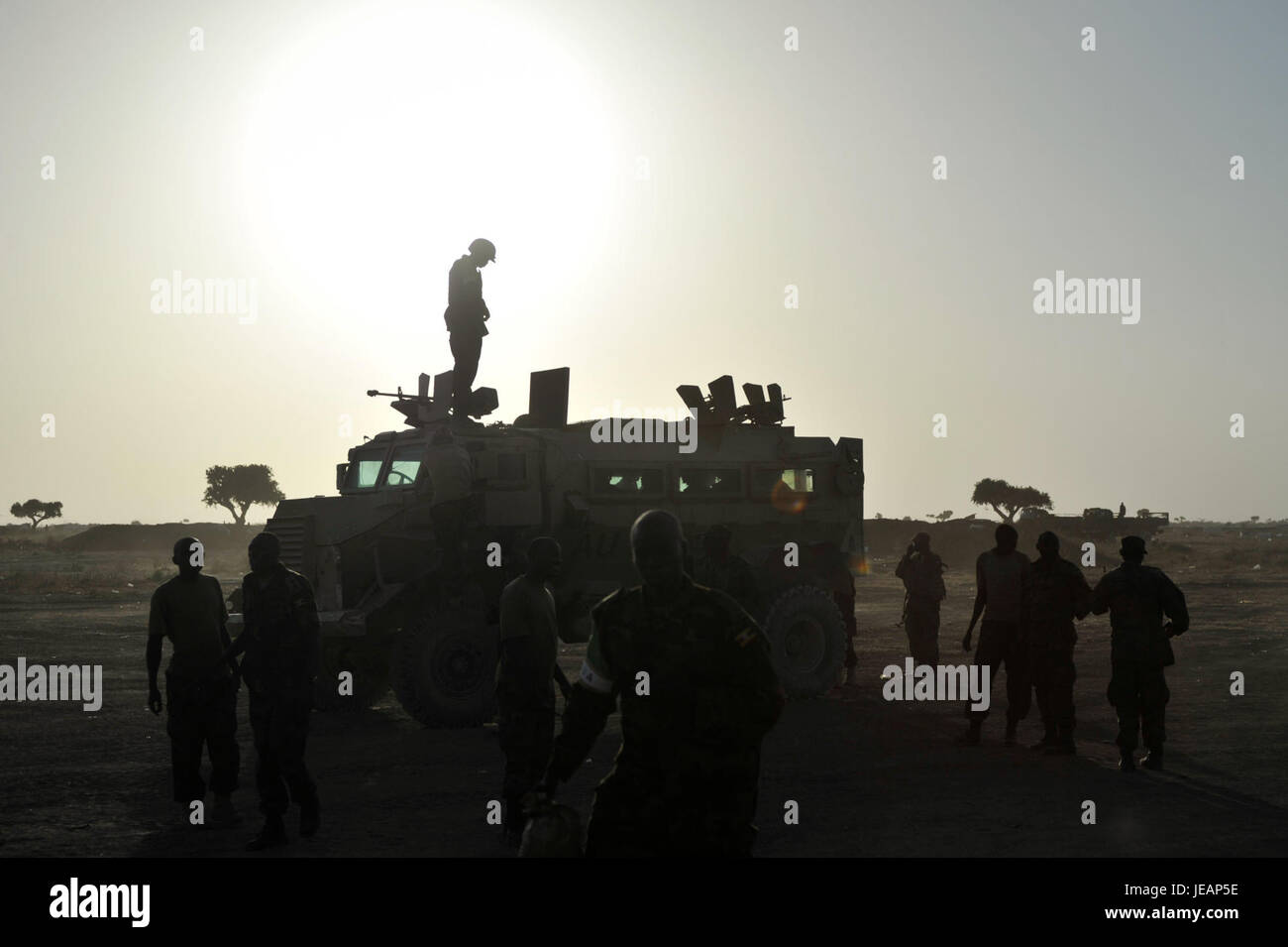 The image shows members of the African Union Mission in Somalia (AMISOM ...