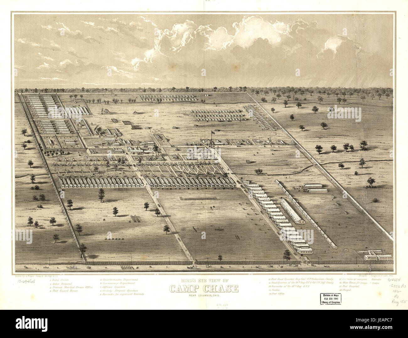 An aerial view of Camp Chase, a Civil War-era military camp in Ohio ...